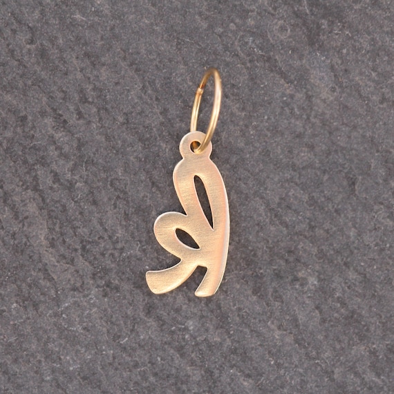 14k Gold Cursive Letter K Initial Pendant - Gem