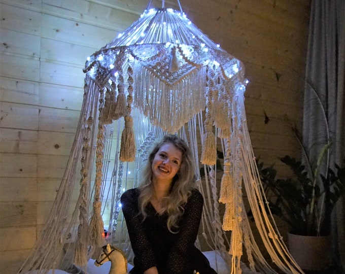 Boho Macrame Wedding Tent, Macramé Canopy, Hanging Tent Macrame ...