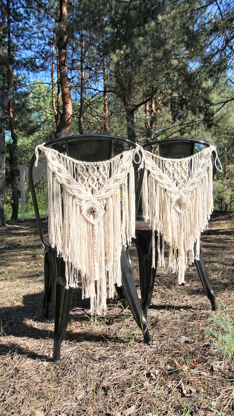 Two Macrame Chair Backs Boho Wedding Macrame Wedding Chair | Etsy