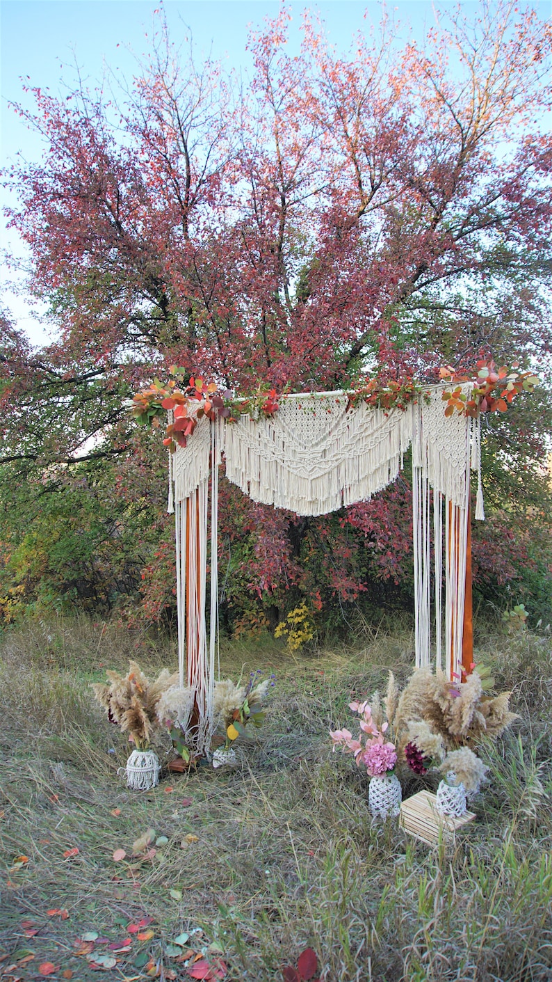 Macrame wedding arch Helf Lenght Boho wedding macrame backdrop | Etsy