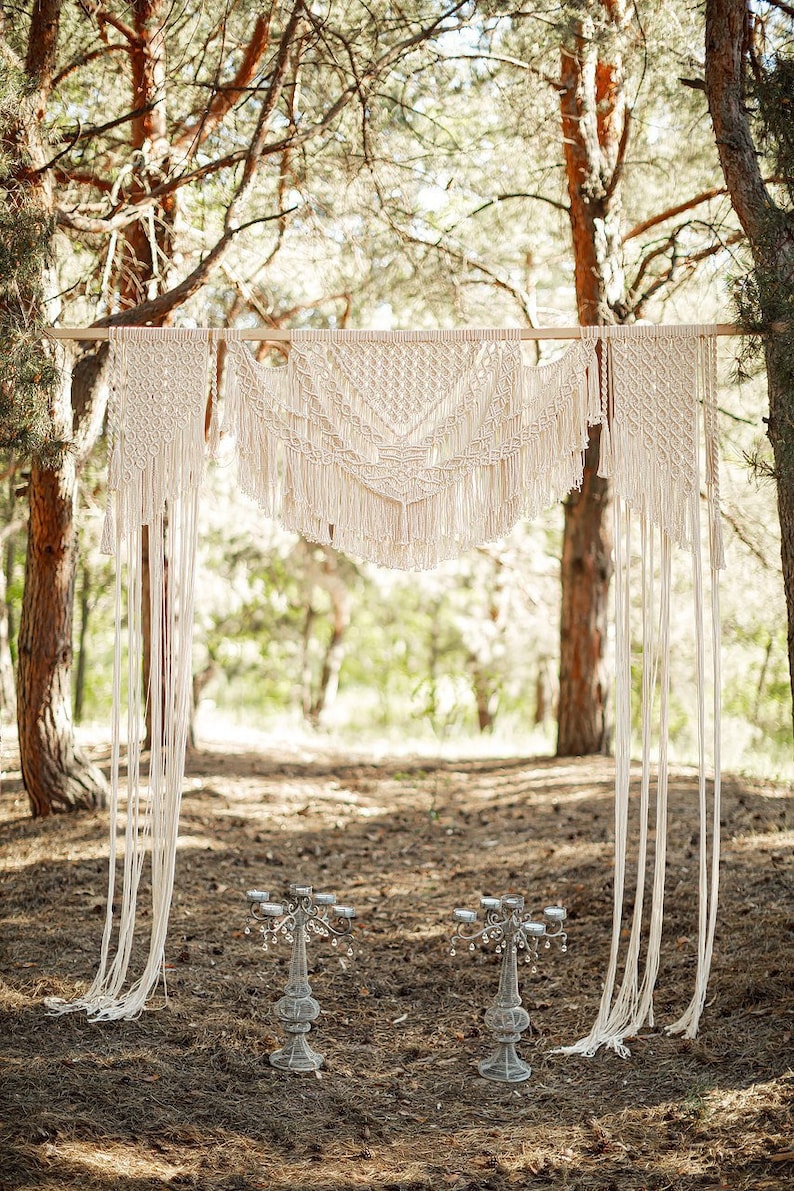 Macrame wedding arch Helf Lenght Boho wedding macrame backdrop | Etsy