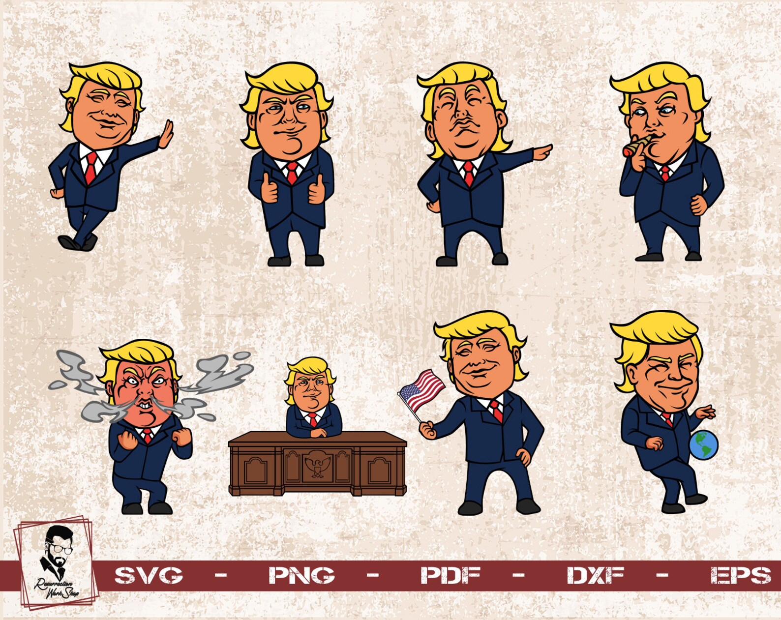 Trump Svg Trump Silhouette Us Flag Svg USA Flag Clipart US | Etsy