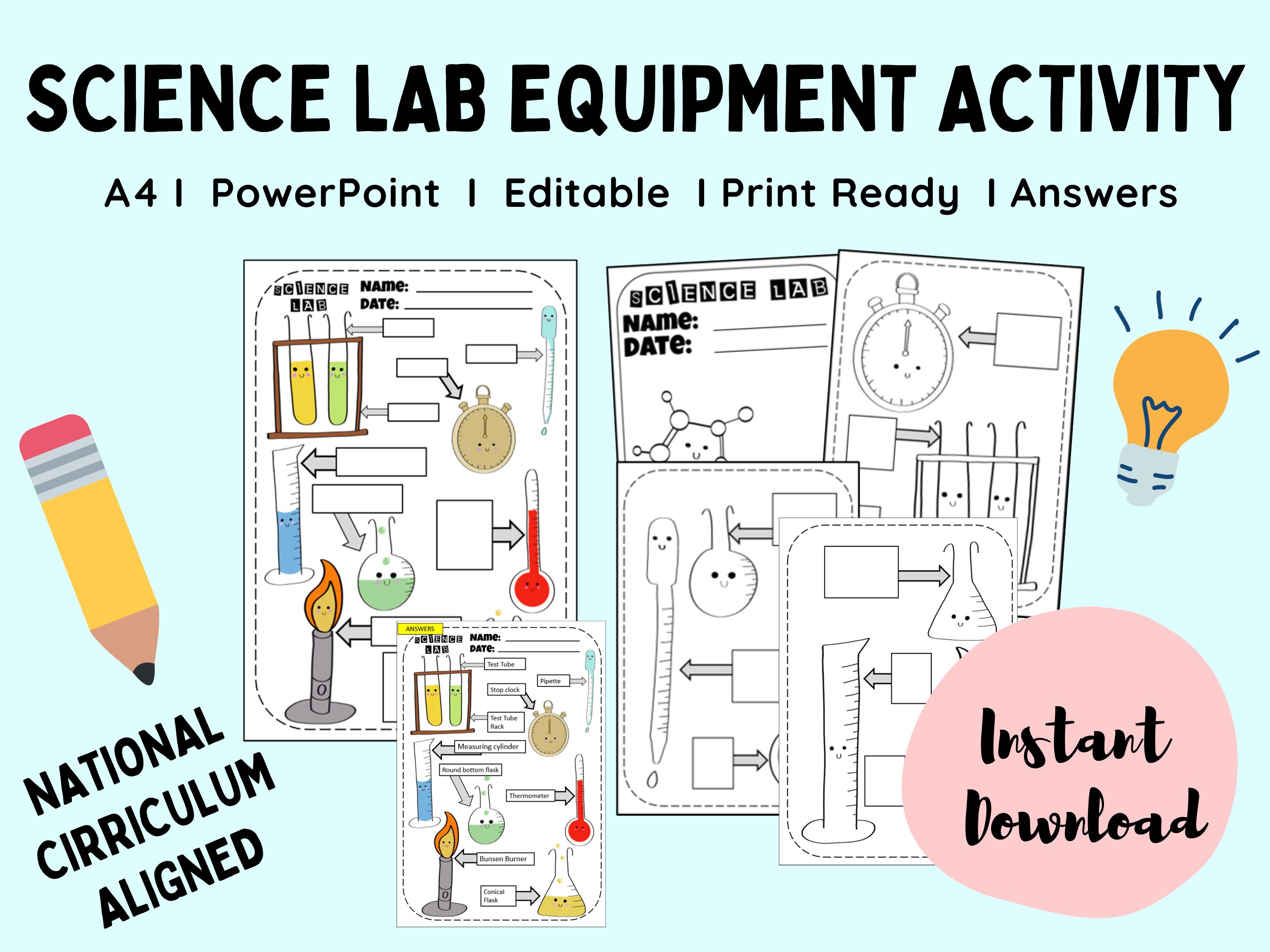 Science Lab Equipment Apparatus Label and Colour Teaching Resource ...