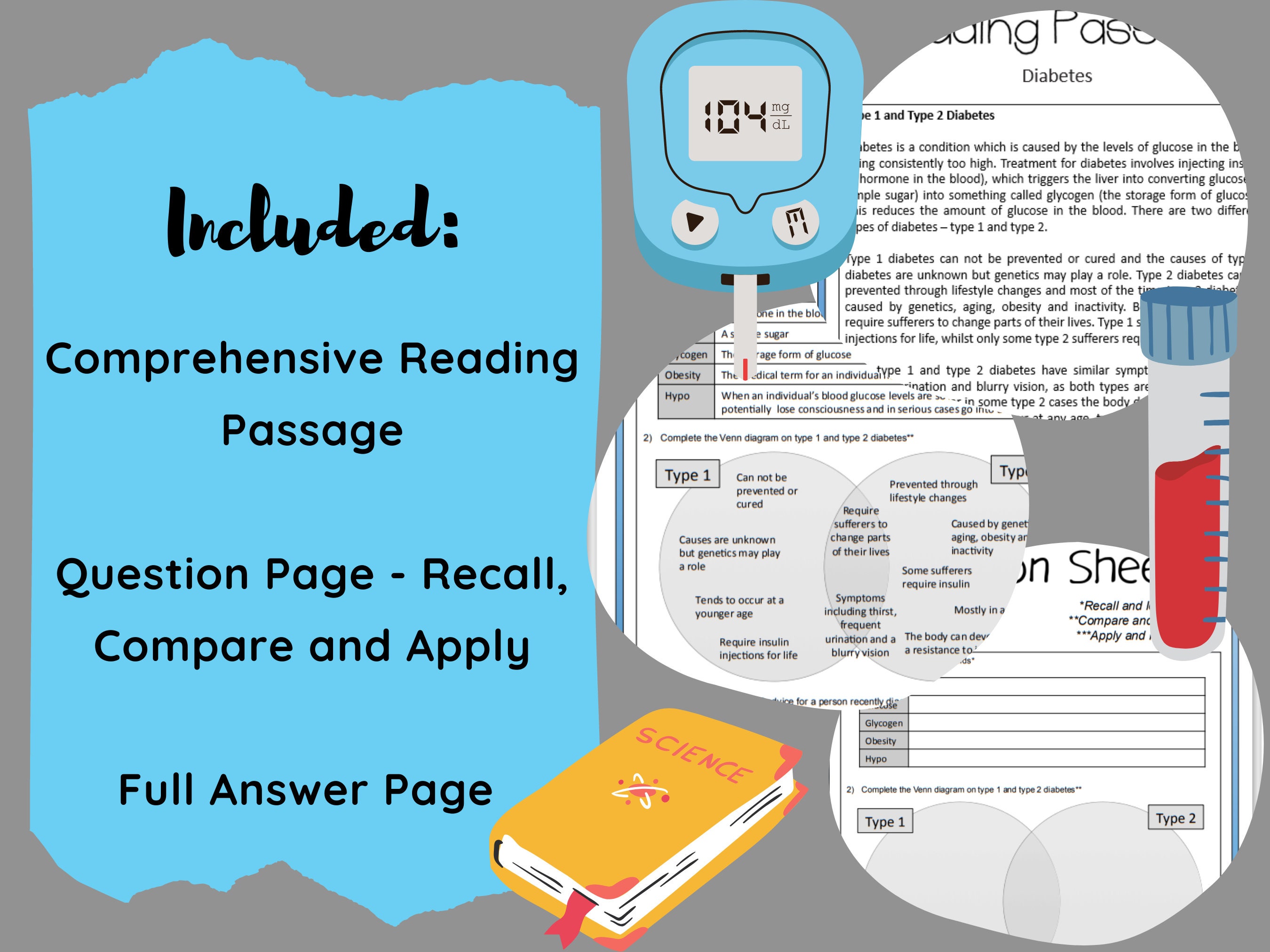 Diabetes Worksheet GCSE Biology Revision Resource Science - Etsy