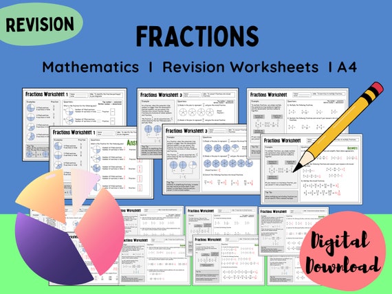 Fractions Maths GCSE Revision Worksheet Pack Learning Set - Etsy India