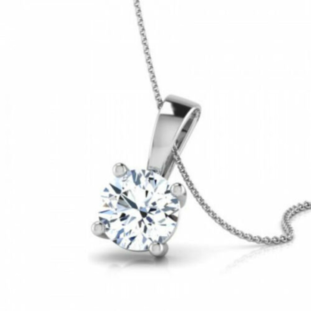 Diamond Pendant White Gold Necklace Anniversary Gift Wedding - Etsy