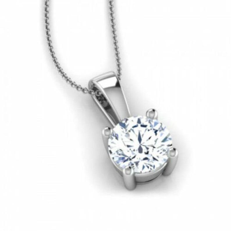 Diamond Pendant White Gold Necklace Anniversary Gift Wedding - Etsy