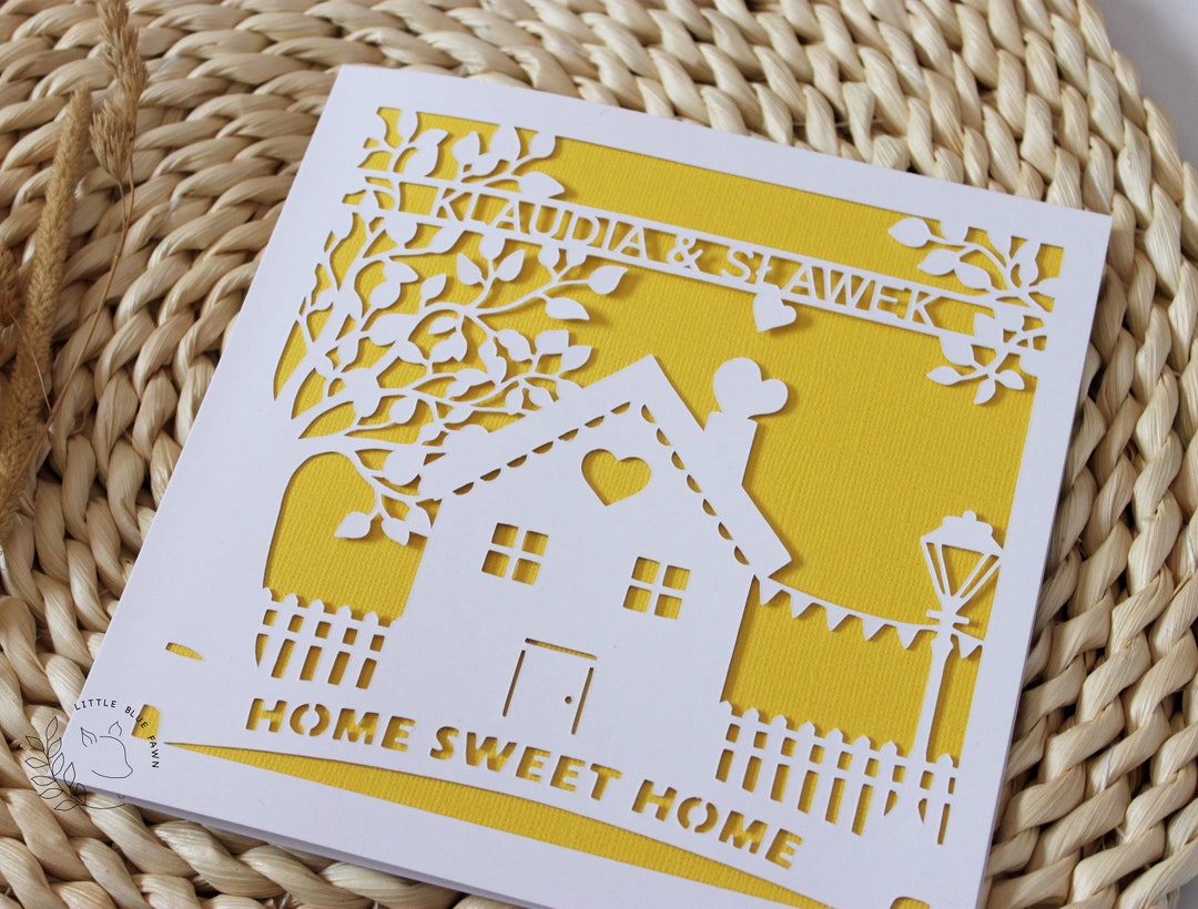 Personalised New Home Card, Customisable Papercut Moving Card, First ...
