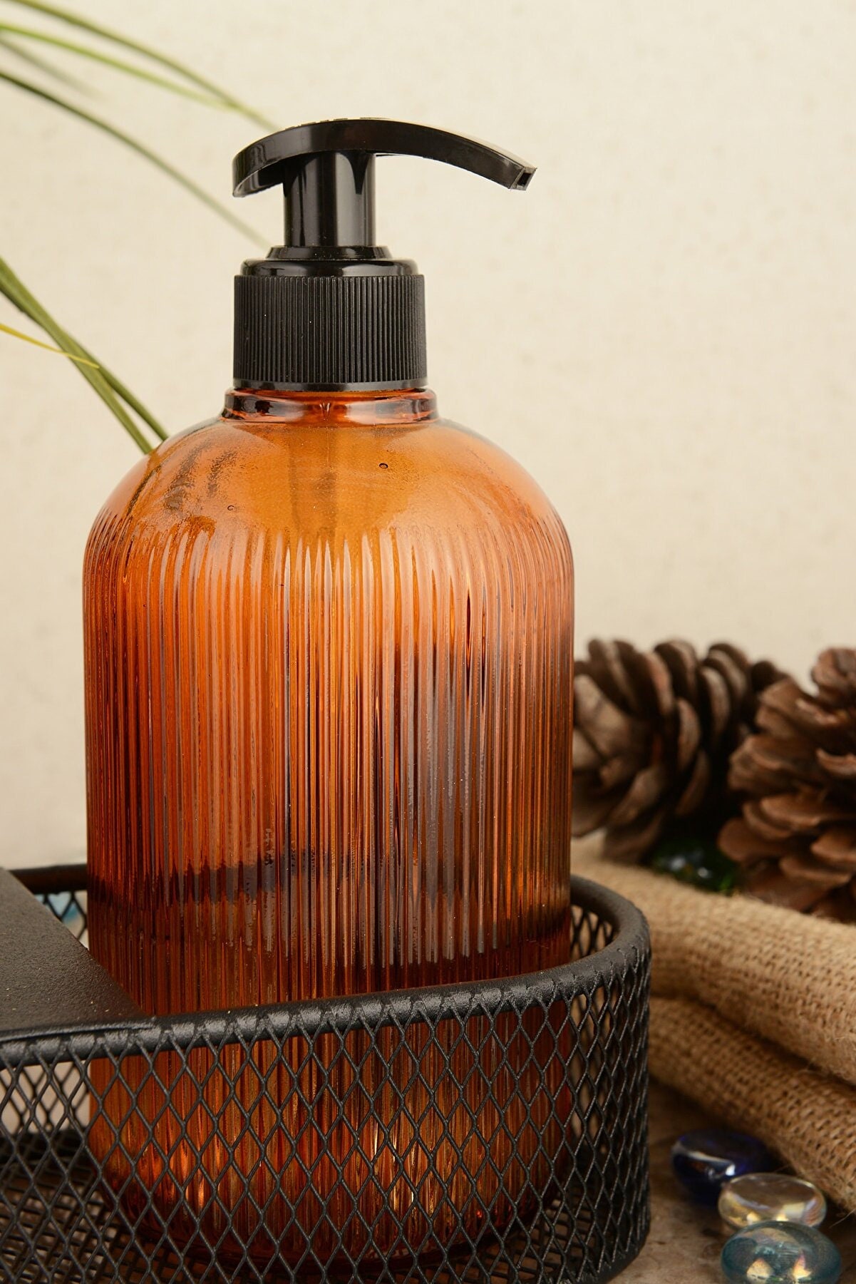 Soap Dispenser Amber Color Glass Liquid Soap Dispenser - Etsy