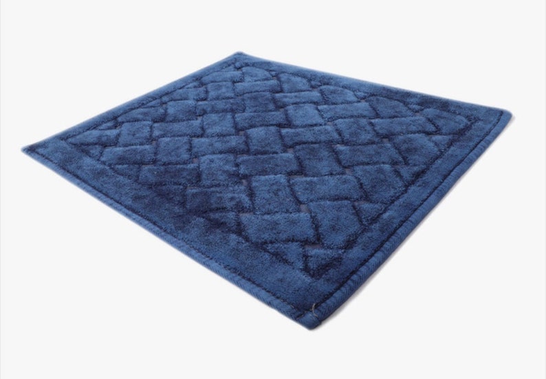 Bath Mat Navy Blue Color Bath Rugcotton Washable Bath Mat - Etsy