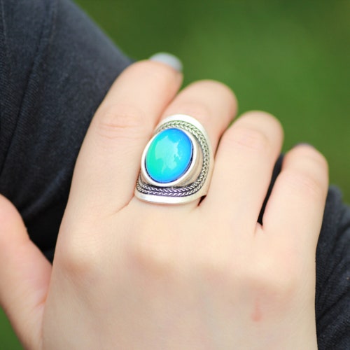 Mood Ring in Sterling Silver Color Changing Ring - Etsy