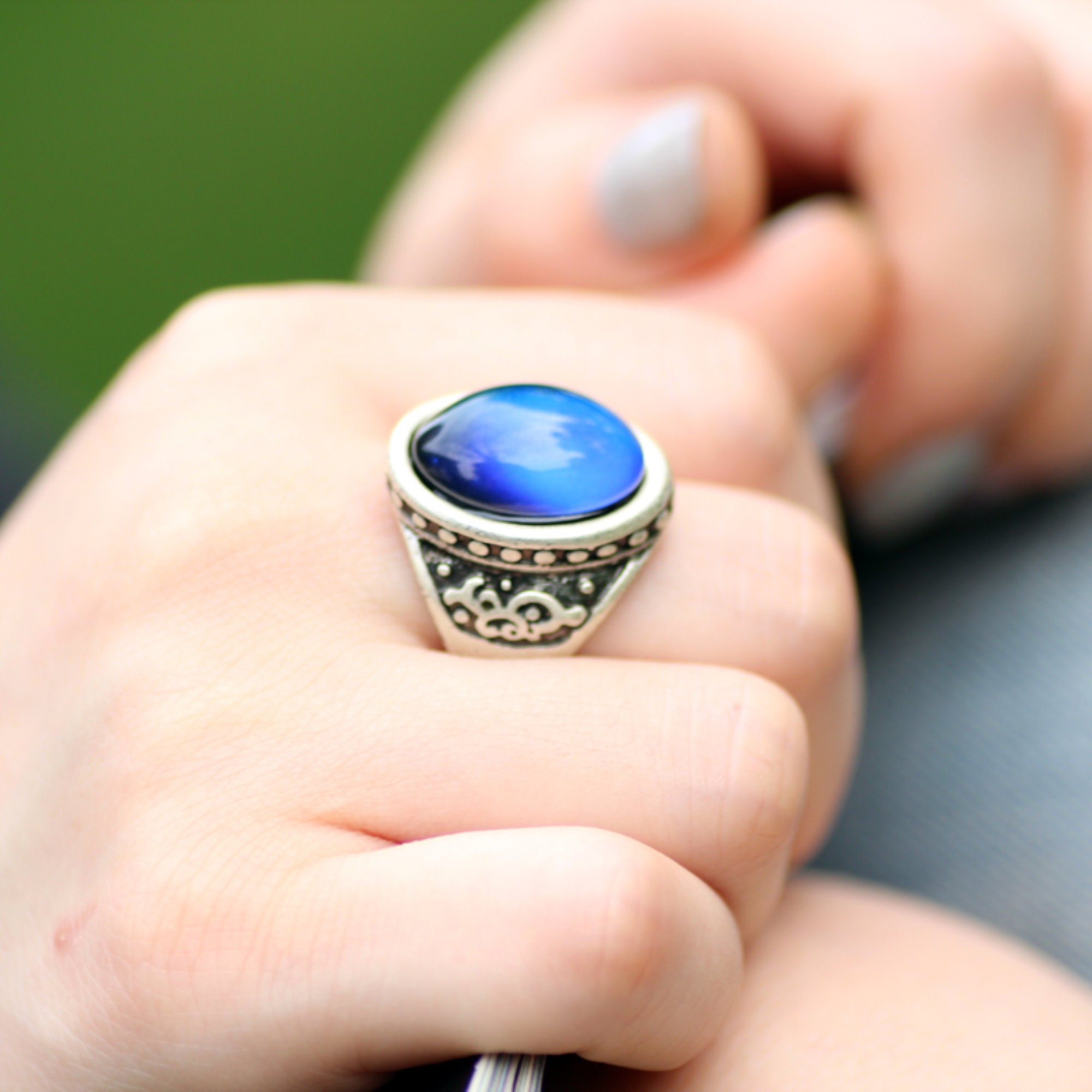 Oval Mood Stone Antique Silver Plated Color Change Mood Stone - Etsy UK