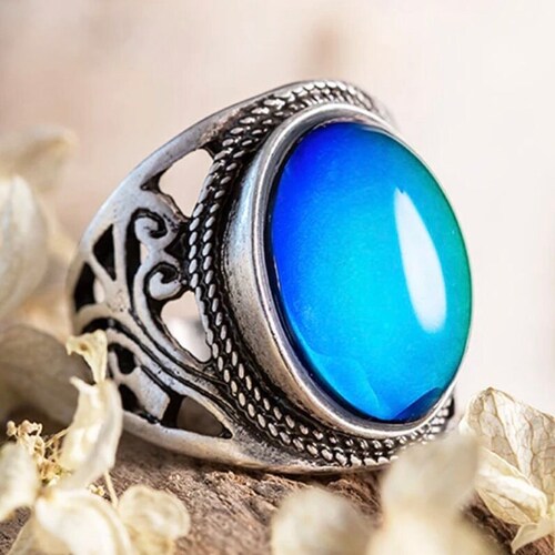 Mood Ring Color Changing Mood Stone Handmade in Sterling - Etsy