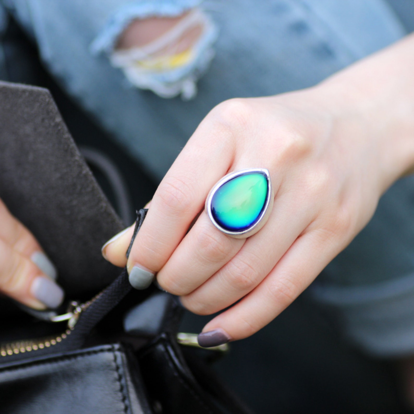 Teardrop Mood Stone Antique Silver Plated Color Change Mood - Etsy