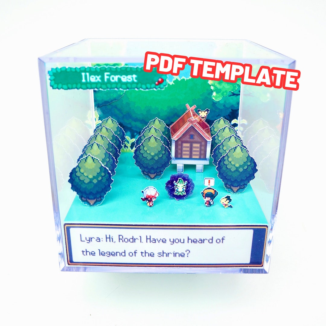 Pokemon Celebi Forest Soulsilver Heartgold DIY Diorama Cube Papercraft ...