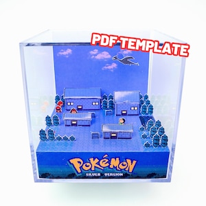 Pokemon Silver Lugia New Bark Town - DIY Diorama Cube Papercraft Shadowbox - Pokemon Retro Gamer ...