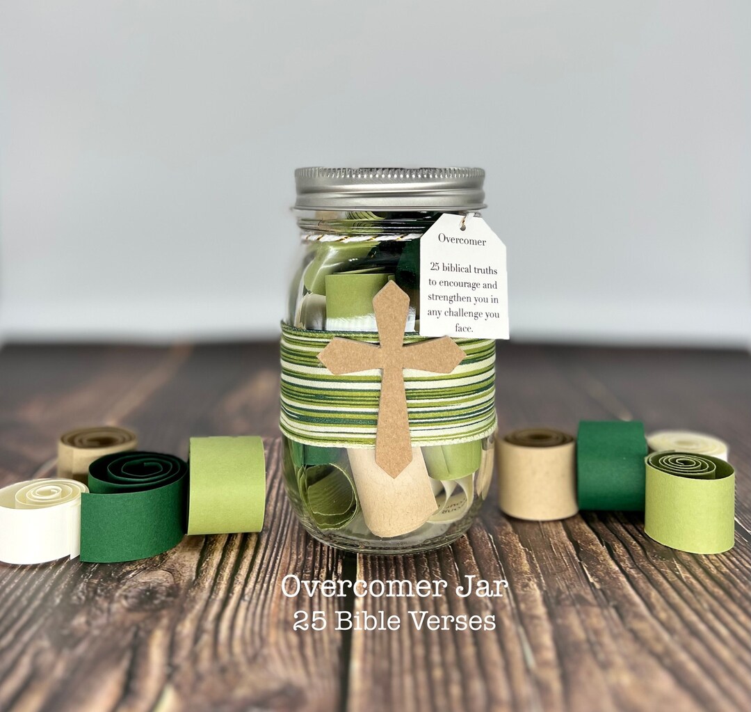 Overcomer Jar/25 Bible Verses/faith/devotional/prayer/encouragement ...