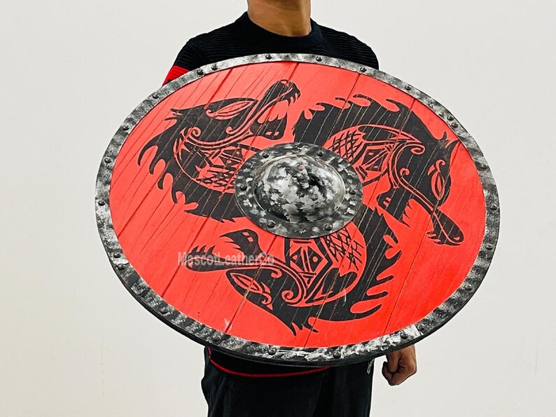 Medieval Viking Shield Wolf Authentic Battleworn Viking Shield Norse ...
