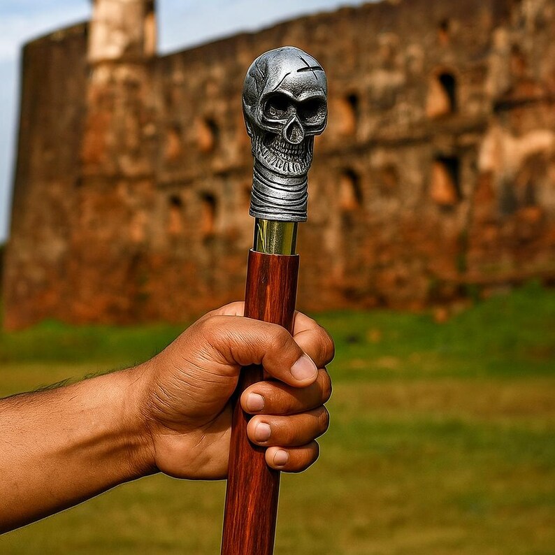 Skull Head Wooden Walking Cane - 37 Inch Gentleman's Cane - Etsy