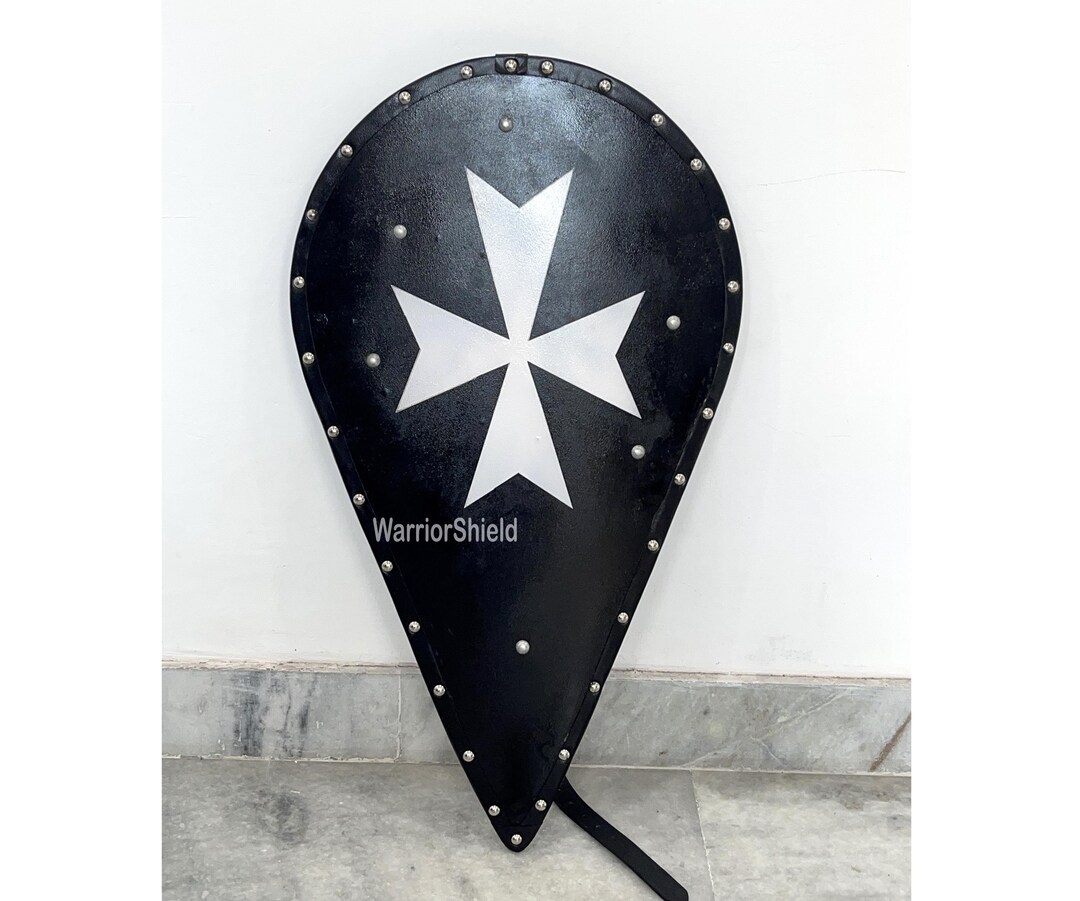Medieval Kite Shield Wooden Crusader Templar White Cross Shield - Etsy