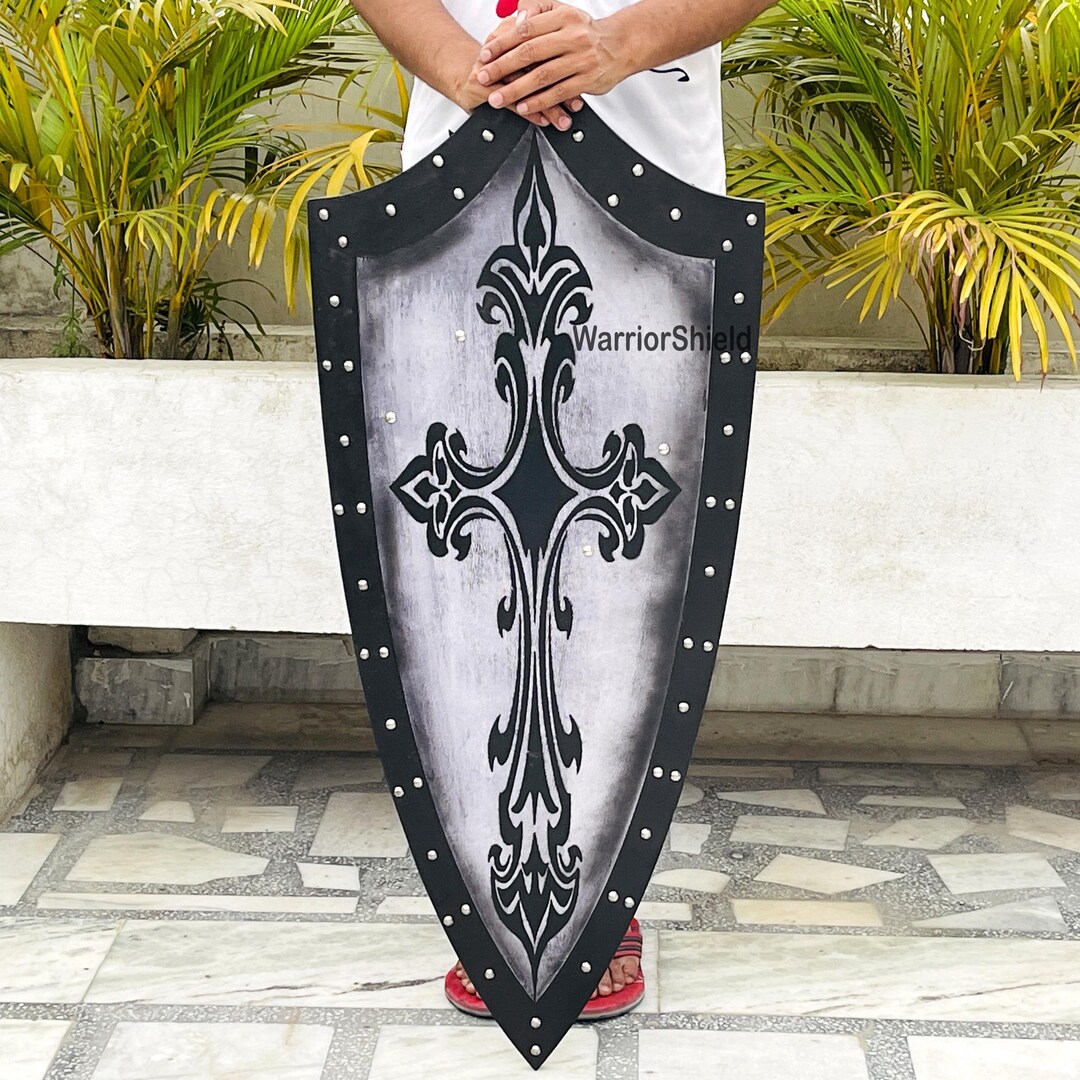 Medieval Templar Shield - Medieval Knight Cross Wooden Templar Heater ...