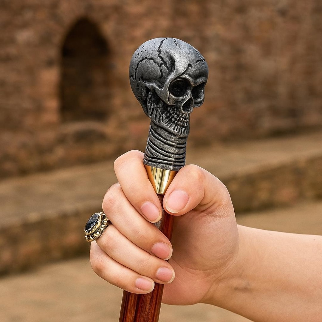 Skull Head Wooden Walking Cane - 37 Inch Gentleman's Cane - Etsy
