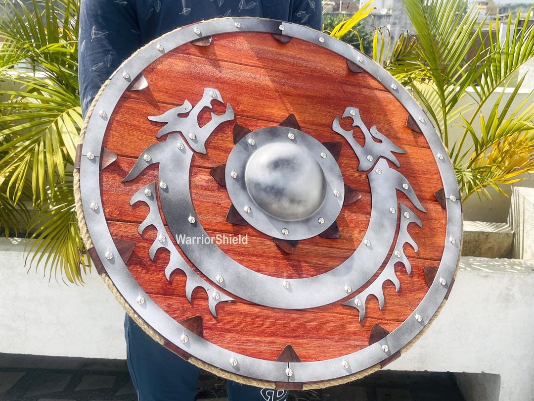 Dragon Rope Wooden Shield - Vikings Cosplay & Battleworn Viking Shield ...