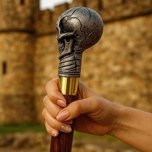 Skull Head Wooden Walking Cane - 37 Inch Gentleman's Cane - Etsy