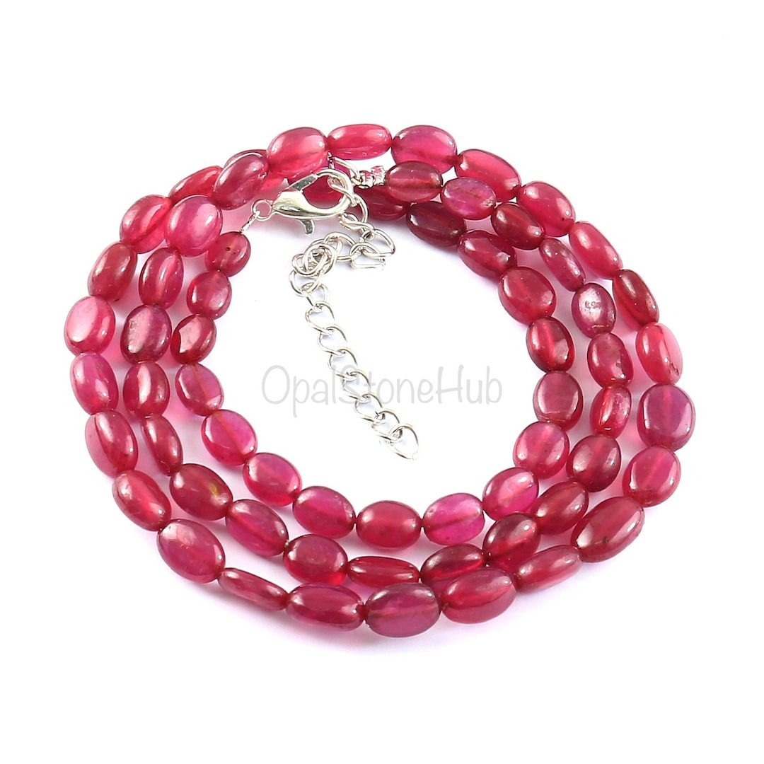 Natural Ruby Beads Necklace, Genuine Ruby Nuggets Beads Necklace ...