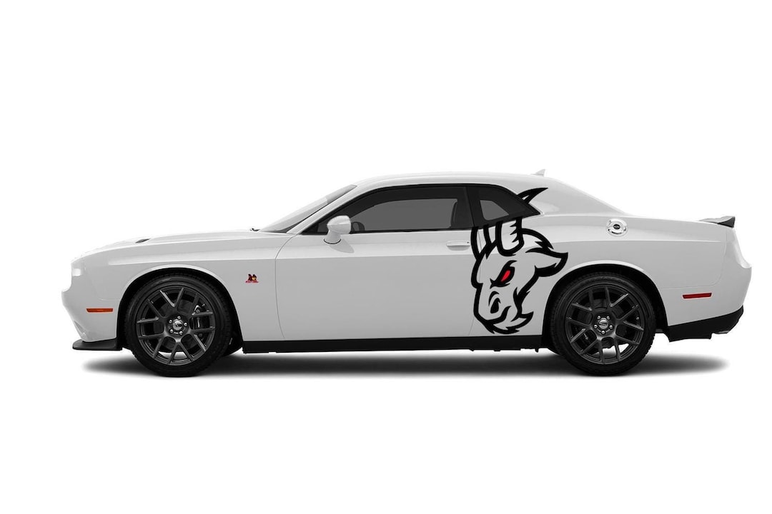 Large Angry Goat Large Side Vinyl Decal Graphics Fits Dodge Challenger ...