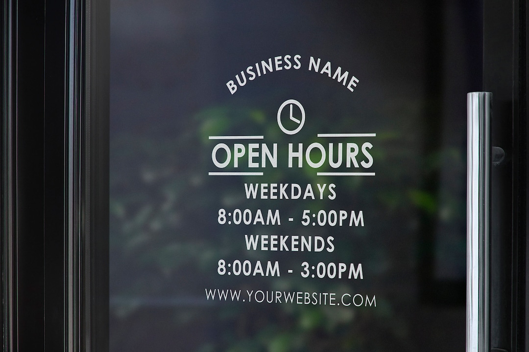 Store Hours Decal, Hours of Operation Decal, Business Hours Decal ...