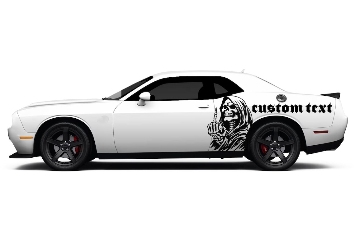 Large Reaper and Custom Text Side Vinyl Graphics Fits Dodge Challenger ...