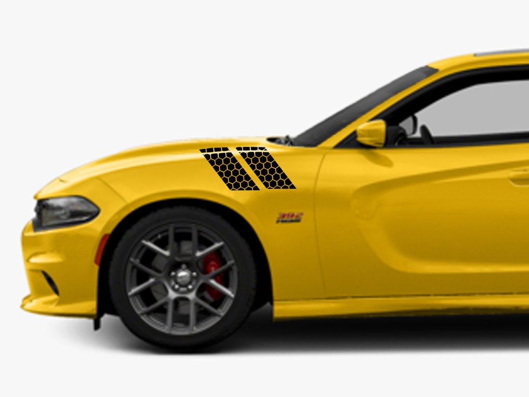 Solid Honeycomb Fender Hash Mark Dual Stripes Decals Fits Dodge Charger ...