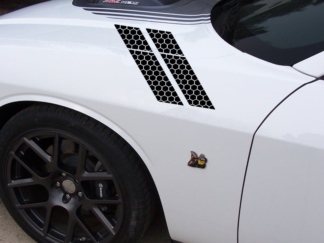 Honeycomb Fender Hash Mark Dual Stripes Decals Fits Dodge Challenger ...