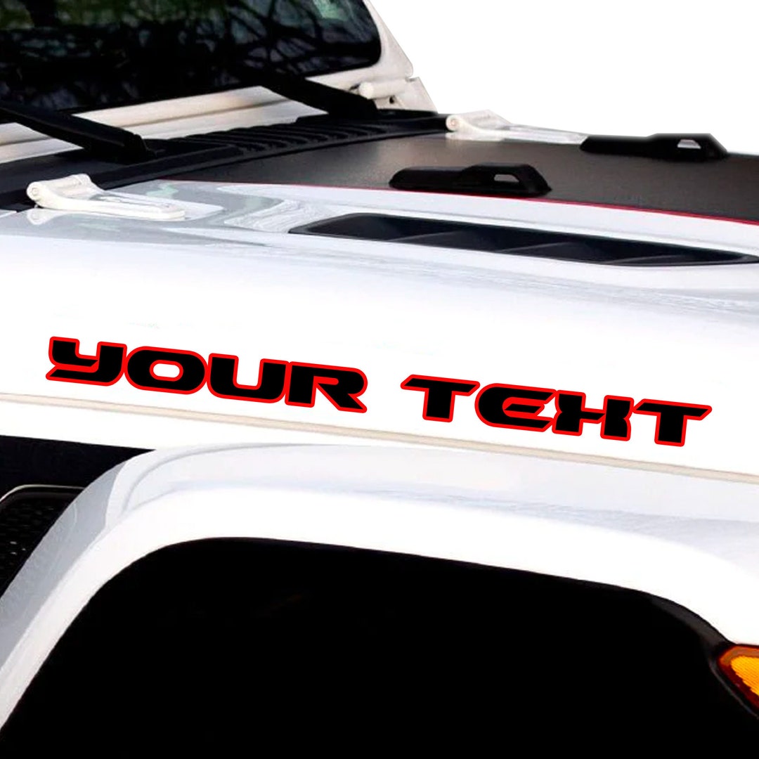 Custom Text Hood Outlined 2 Colored Decals Fits Jeep Yj Tj Cj Jl Jk - Etsy