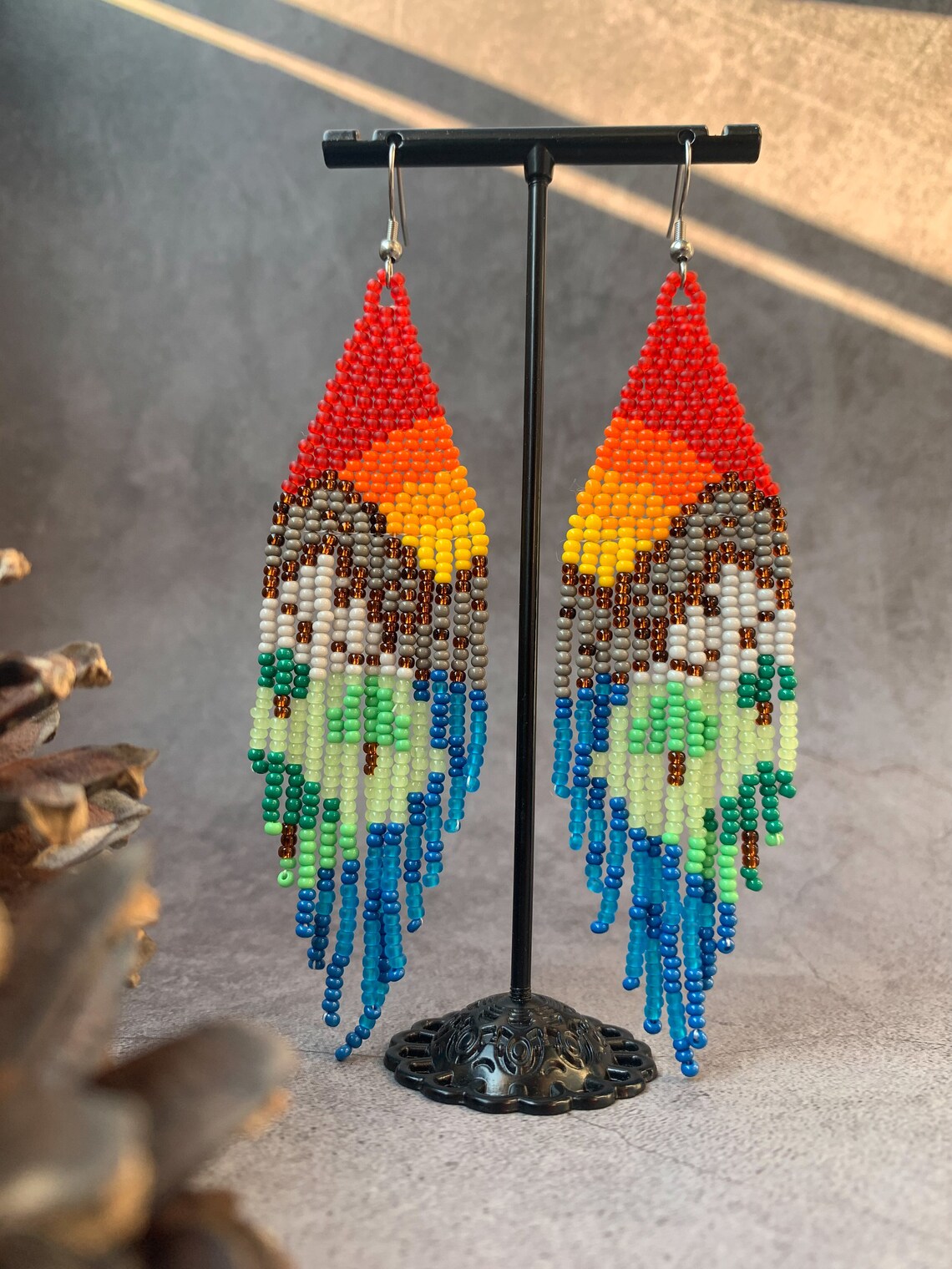 DIY Kit to Make Sunset Pattern Bead Fringe Earrings - Etsy