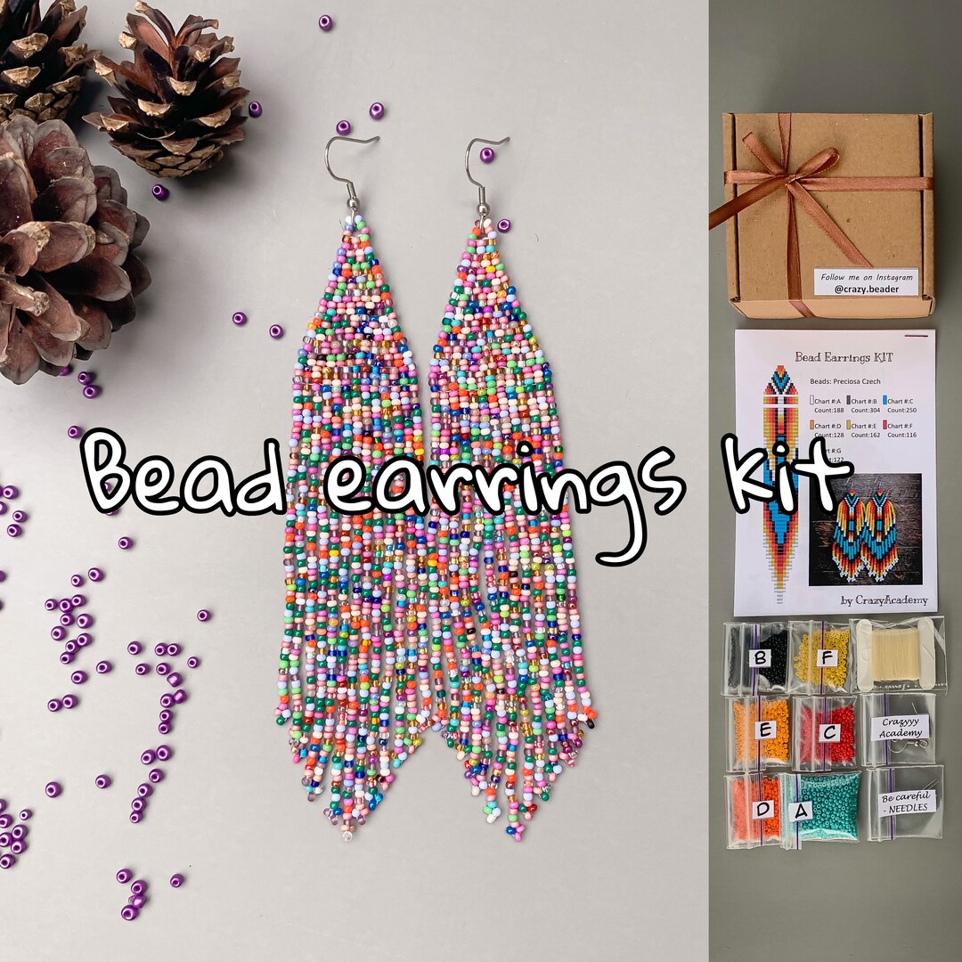 DIY Earrings Kit - Bead Fringe Beading Earrings Pattern - Colorful ...