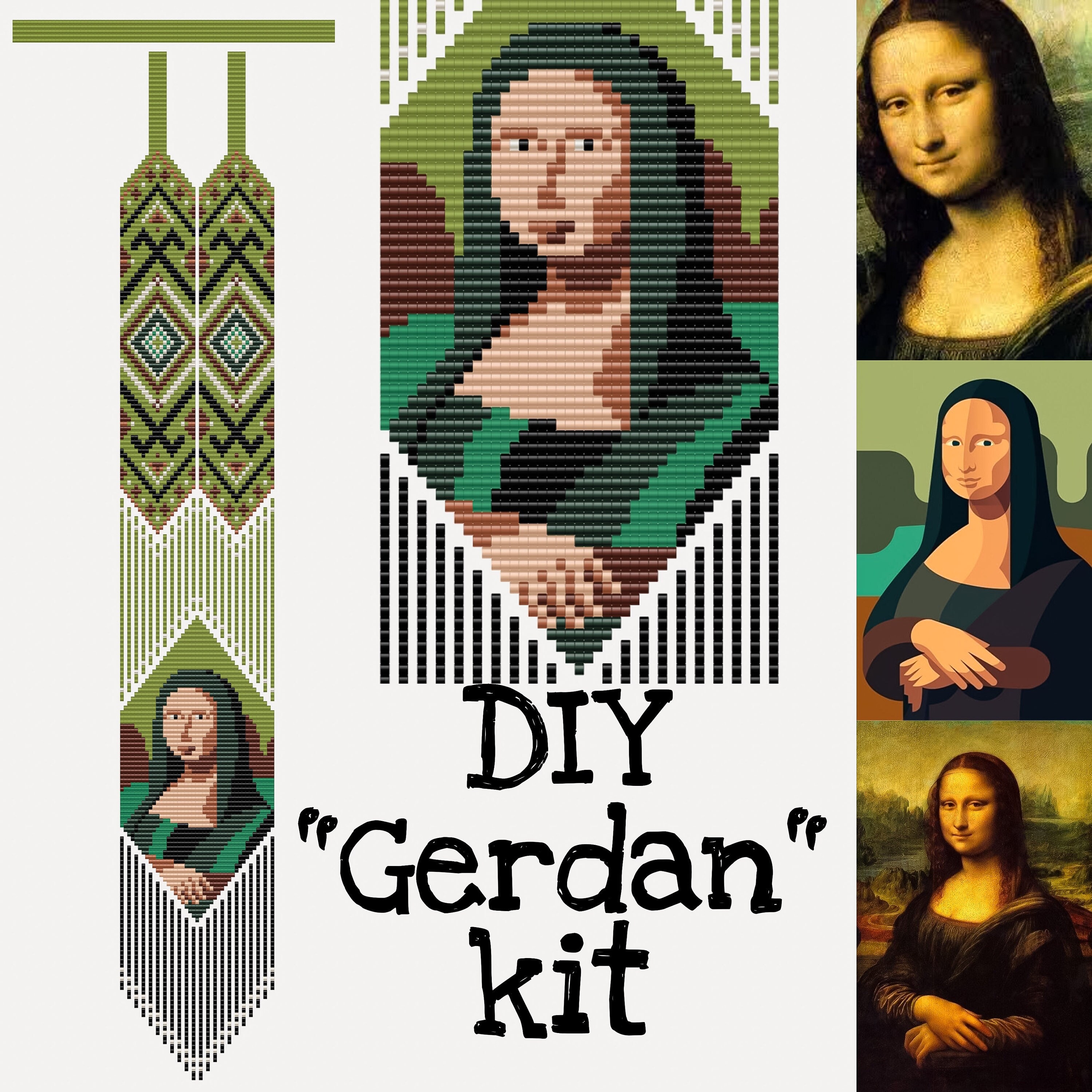 DIY Kit Mona Lisa Gerdan Pattern - Leonardo Da Vinci Inspired Seed Bead ...