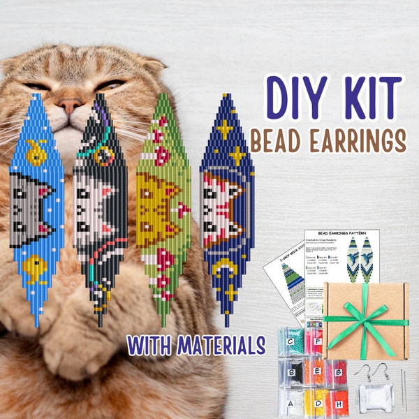 Cat Beaded Earrings - Etsy