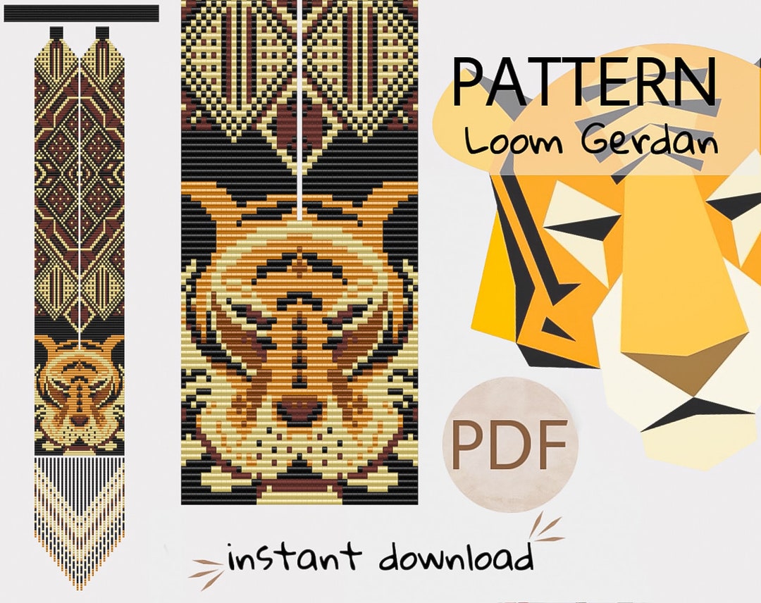 PDF DIY Bead Tiger Animal Gerdan Necklace Pattern, Black Brown Tiger ...