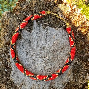 PDF Red Gold Python Necklace Pattern - Bead Crochet Rope Pattern - Diy ...