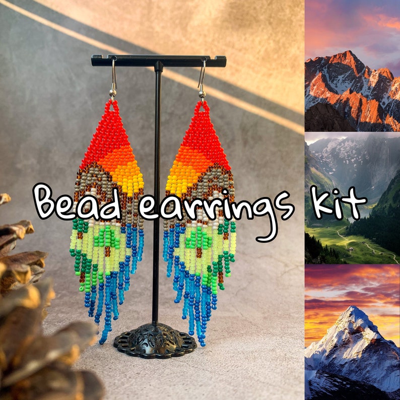 DIY Kit to Make Sunset Pattern Bead Fringe Earrings - Etsy