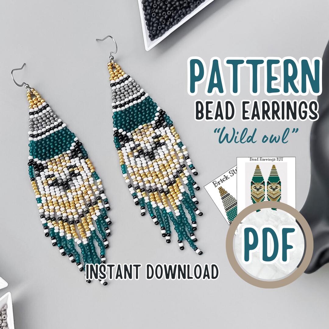 PDF Beaded Owl Bead Fringe Earring Pattern, Bird Animal Earrings ...