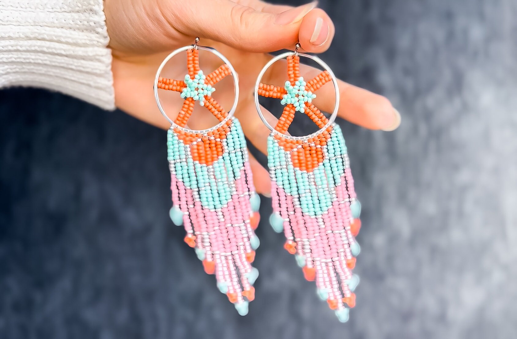 PDF Pattern Siren Mermaid Gradient Earrings, Pastel Coral Starfish ...