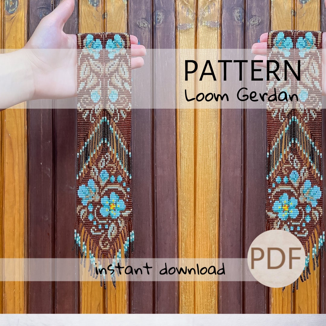 PDF Brown Beaded Ethnic Folk Blue Flower Necklace Pattern, Traditional ...