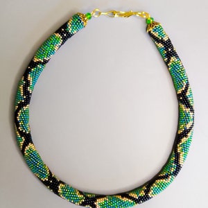 DIY Kit Bead Crochet Green Snake Necklace - DIY Emerald Python Necklace ...