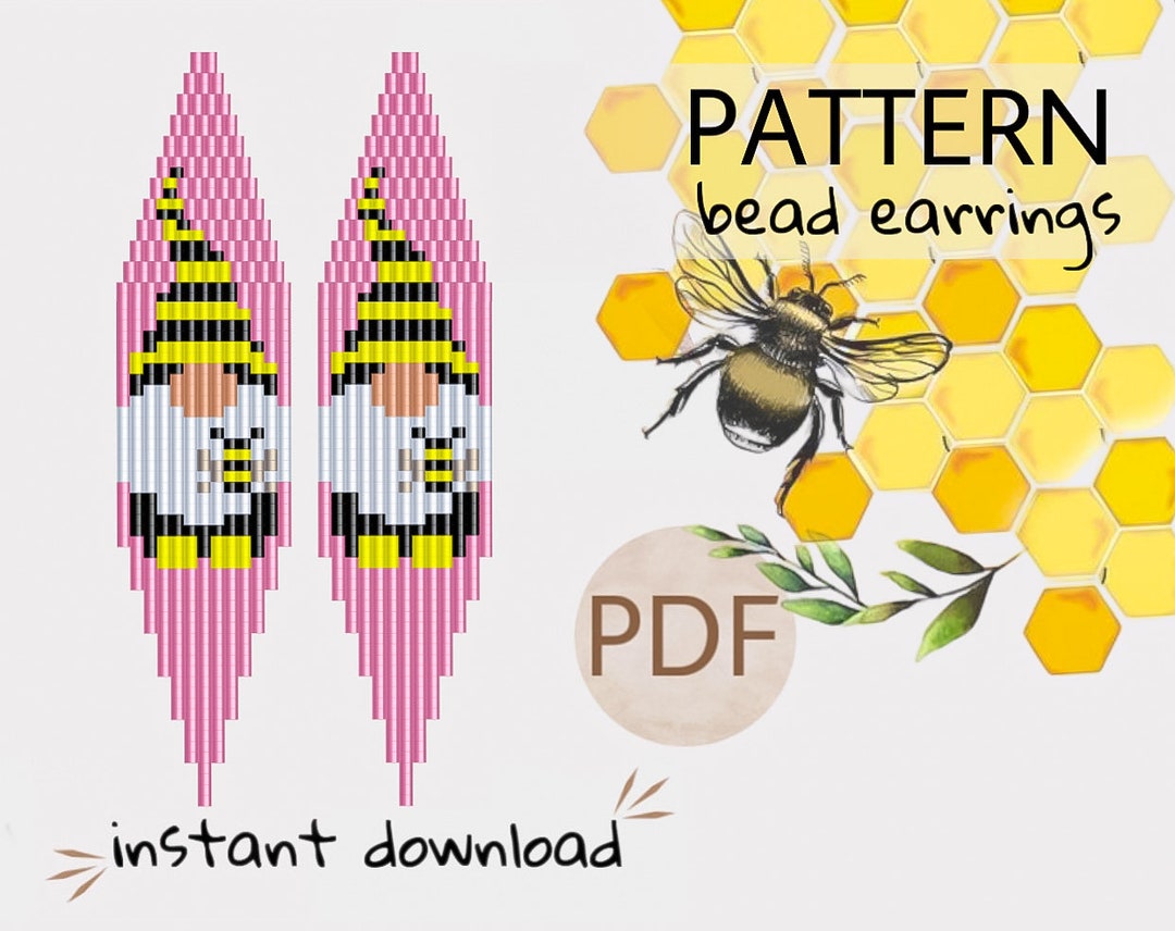 PDF DIY Bead Bee Gnome Fringe Earrings Pattern, Honey Bee Gnome Earrings Pattern, Jewelry Craft ...