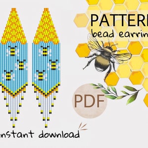 PDF HONEYCOMB Beaded Earrings Pattern, Bee Beading Pattern, Blue Honey ...
