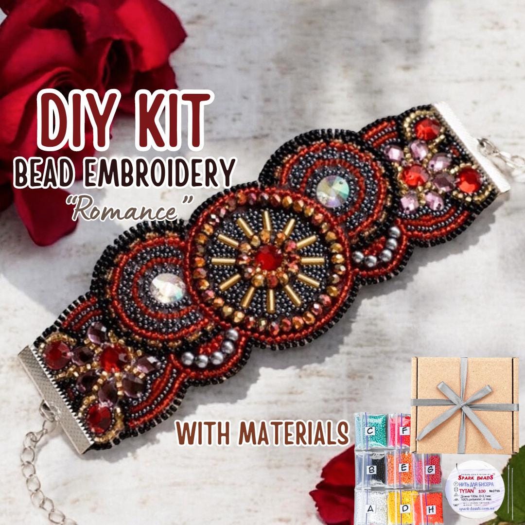 DIY Kit Romance Bead Embroidery Kit, DIY Beaded Bracelet Project Kit ...