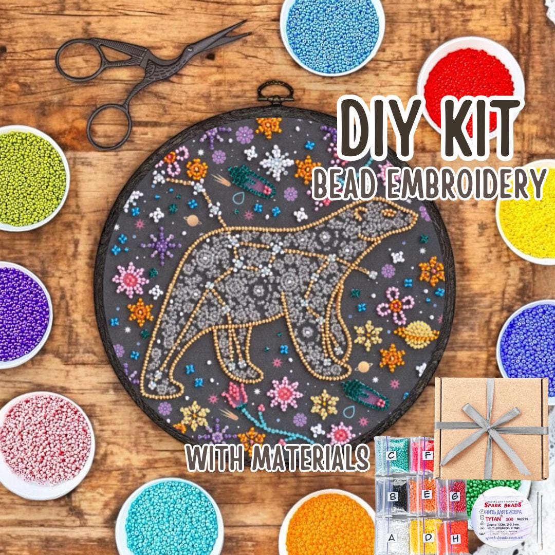 DIY Celestial Bear Bead Embroidery Kit on Art Canvas Big Dipper ...